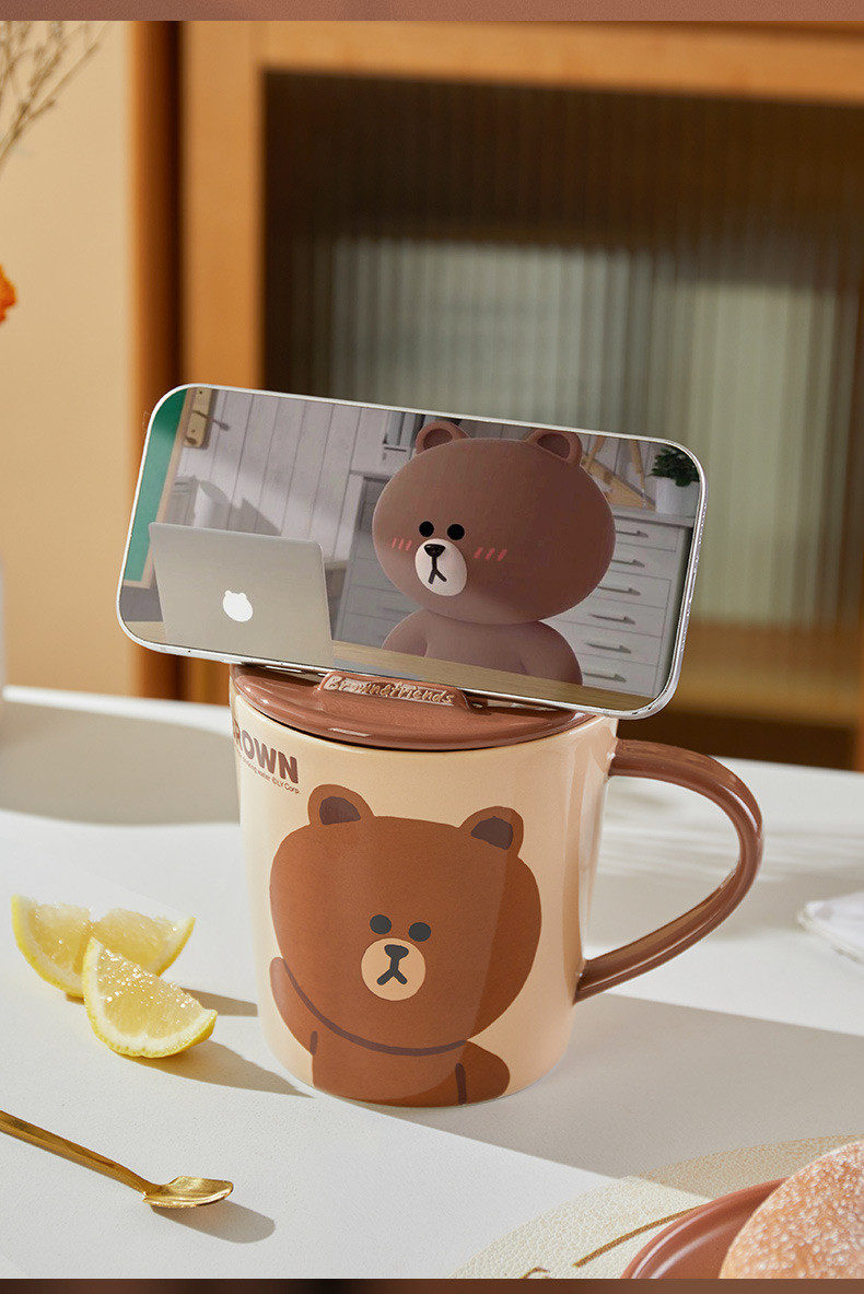[LINE Friends] Mug with Lid Free Stirring Spoon 550ML [LK] | Shopee ...