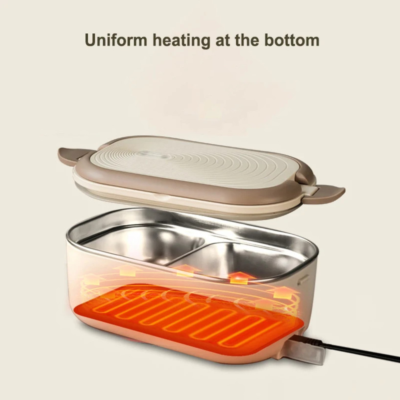 1200ml Electric Lunch Box 304 Stainless Steel Food Heated Warmer ...
