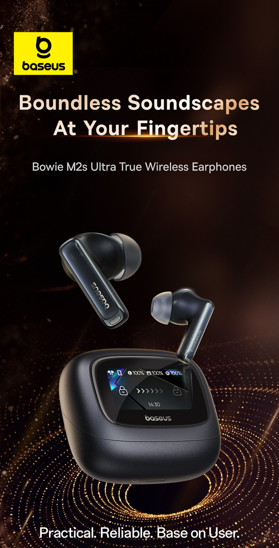Baseus Bowie M2s Ultra Earphones Smart Screen 52dB Noise Cancelling v5 ...