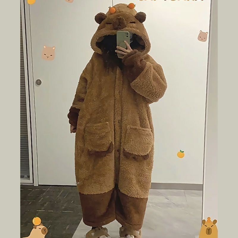 Adult Cute baju tidur capybara pyjamas Cosplay Costume funny Robe ...