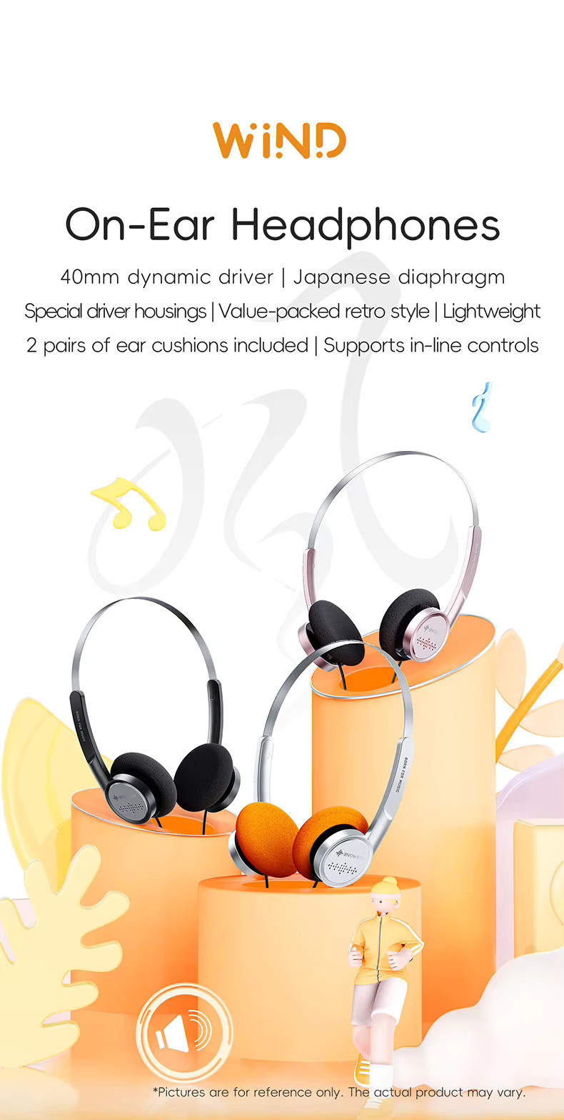 Snow Sky Wind: 3.5mm On-Ear Headphones with Microphone, 40mm Drivers ...