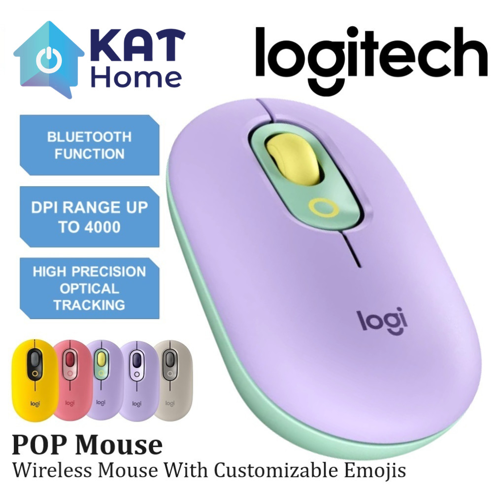 LOGITECH POP MOUSE WIRELESS CUSTOMIZABLE EMOJIS / SILENT TOUCH ...