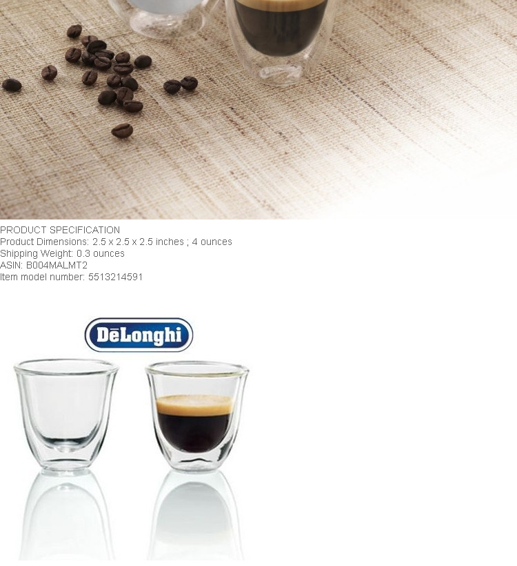 DeLonghi 5513214591 Double Walled Espresso Thermo Cups Glass Glasses ...