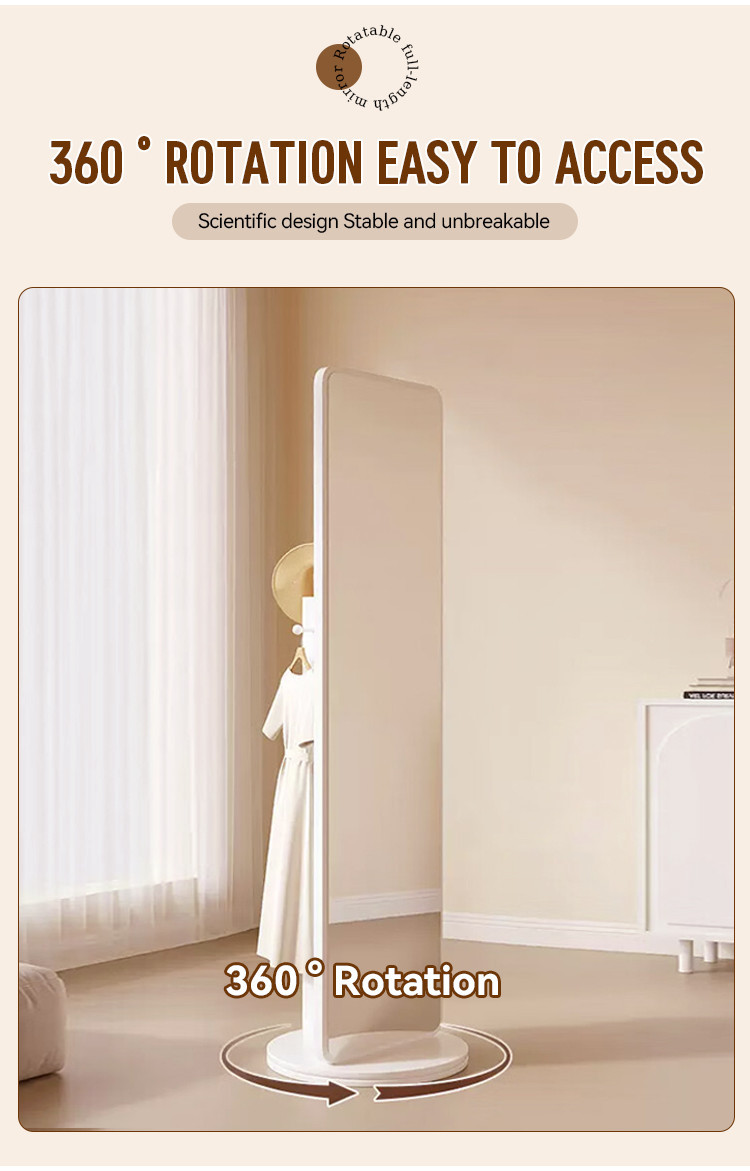 MOK 165cm Cermin 360 ° Rotating Chassis Glass+Clothes Rack+Storage Rack ...