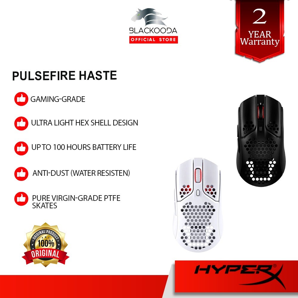 HYPERX PULSEFIRE HASTE LIGHTWEIGHT RGB WIRELESS GAMING MOUSE | Shopee ...