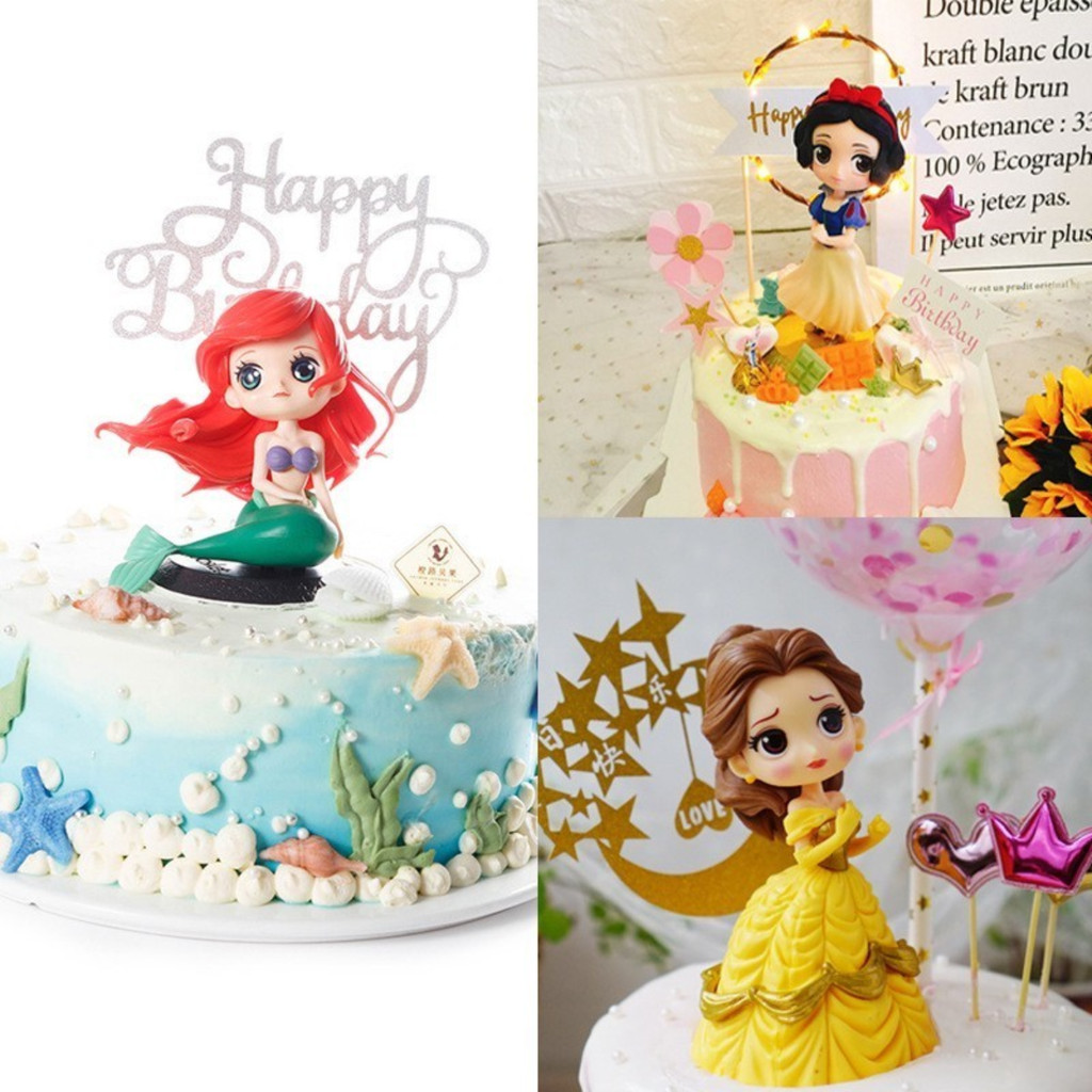 BC Themed Cake Toppers Doll Frozen Mermaid Princess Elsa Toys Birthday ...