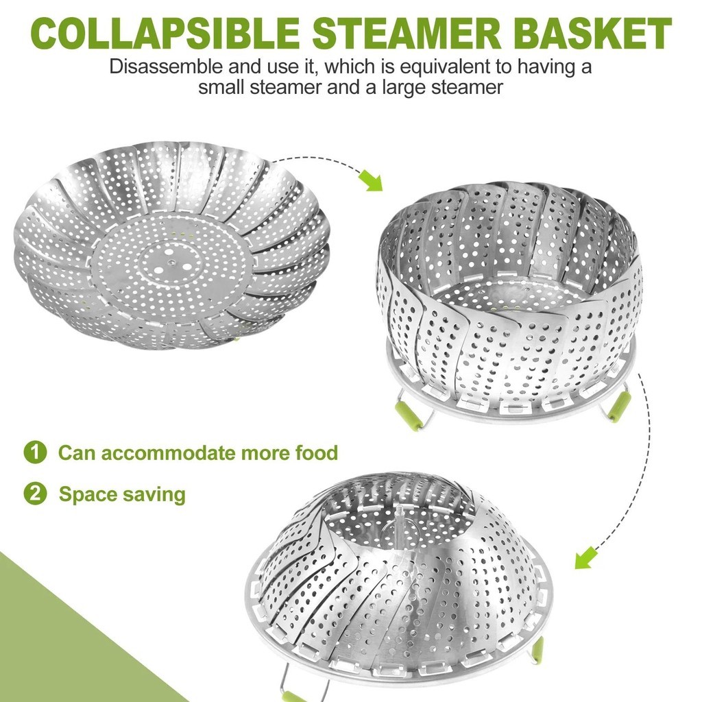 Stainless Steel Folding Food Steamer Foldable Steaming Rack Steamer ...