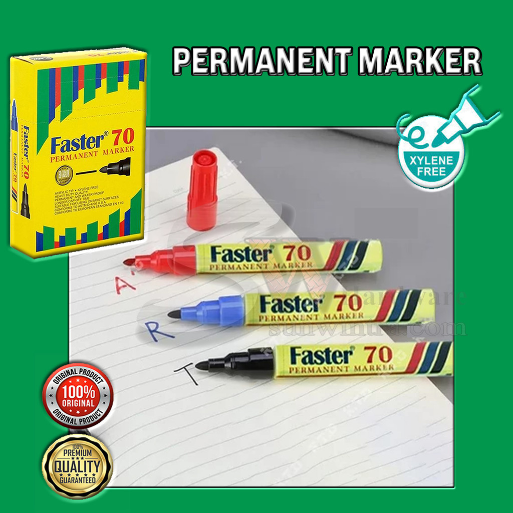 12pcs / Box Faster 70 Permanent Marker Pen / Pen Penanda/MAKER PEN ...