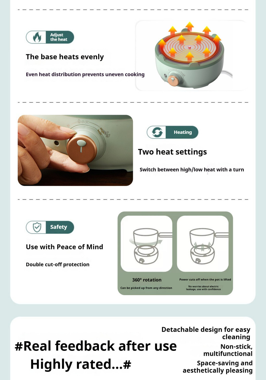 Bear Detachable Electric Cooking Pot Multi-Functional Electric Pot for ...