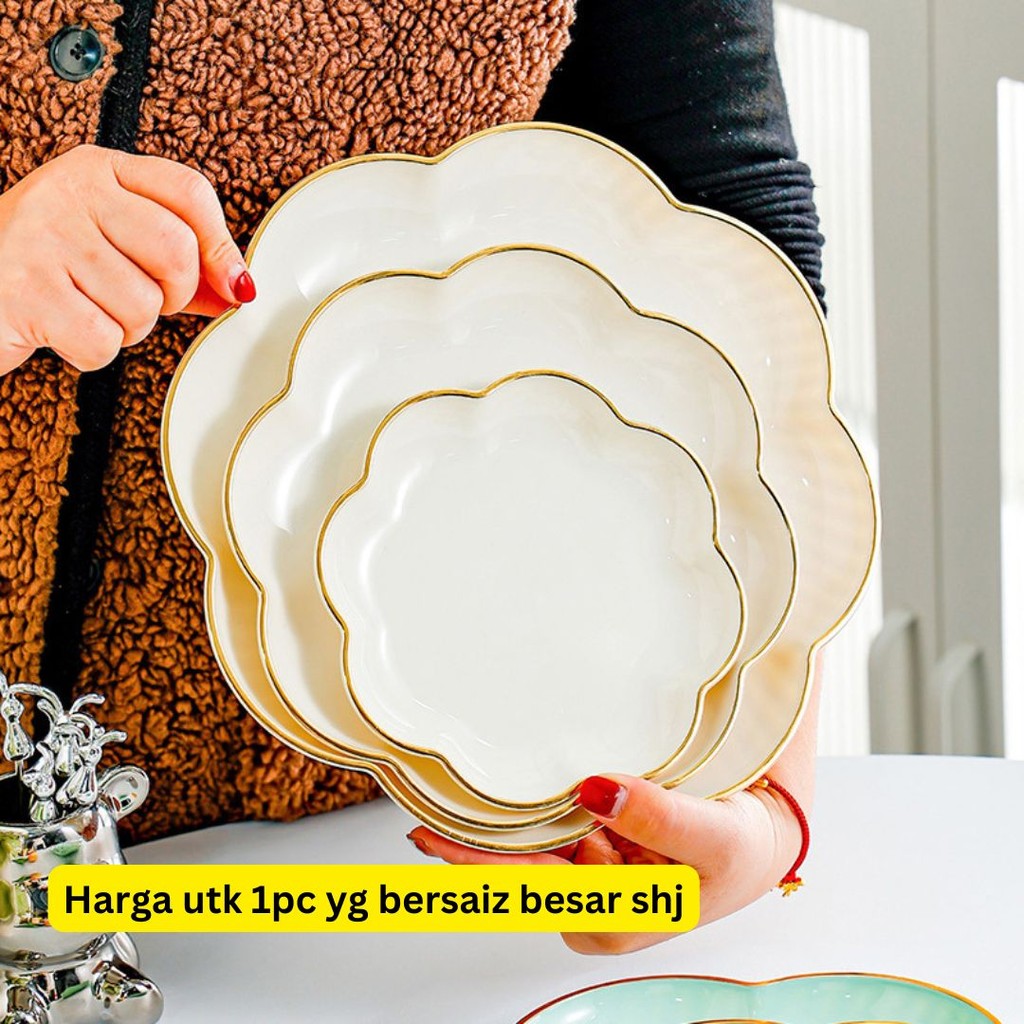 Pinggan Makan Nasi 25cm Plastik Aesthetic Plastic Dinner Plate Elegant ...