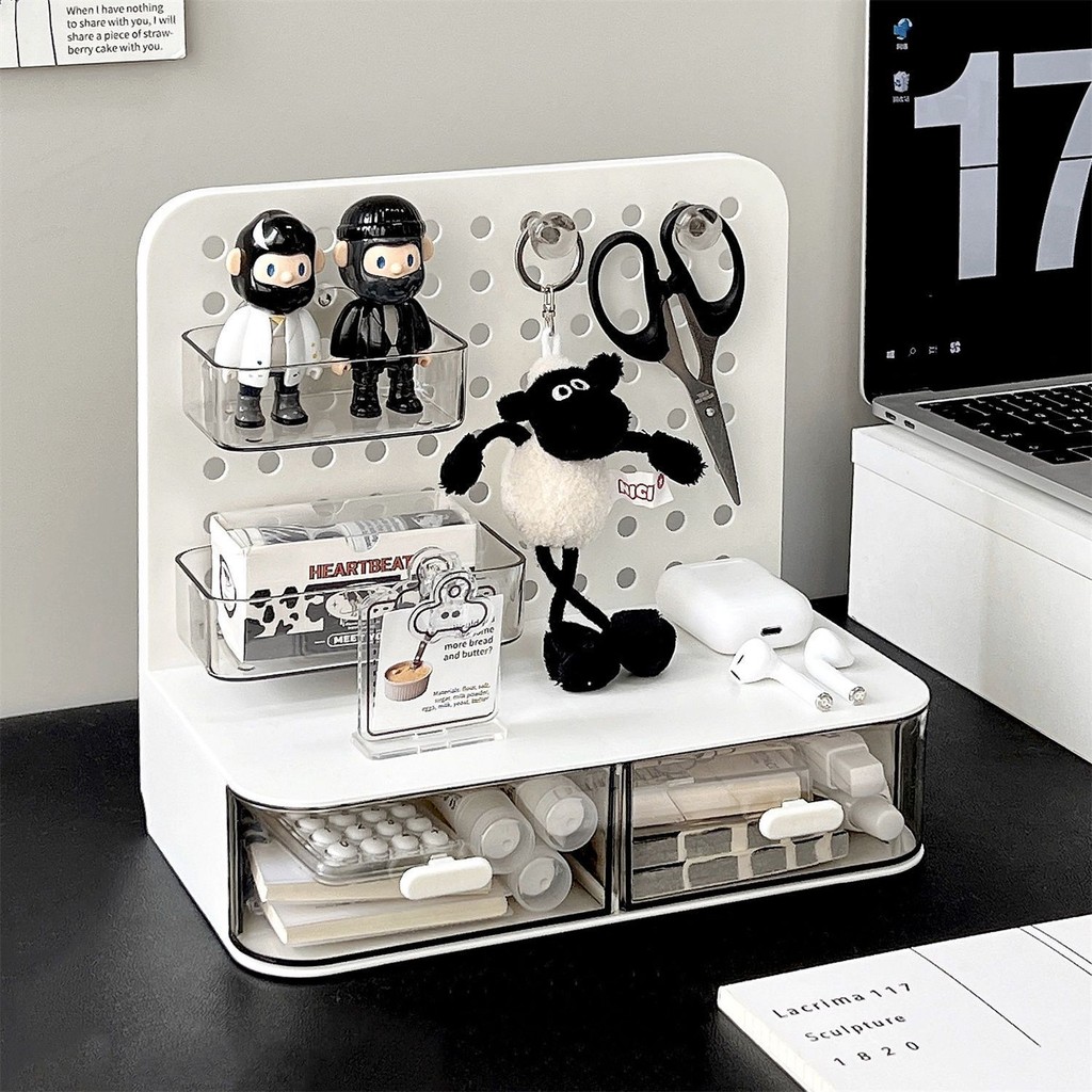 Desktop Cavity Board Shelf Desk With Drawer Shelf Stationery Organizer ...