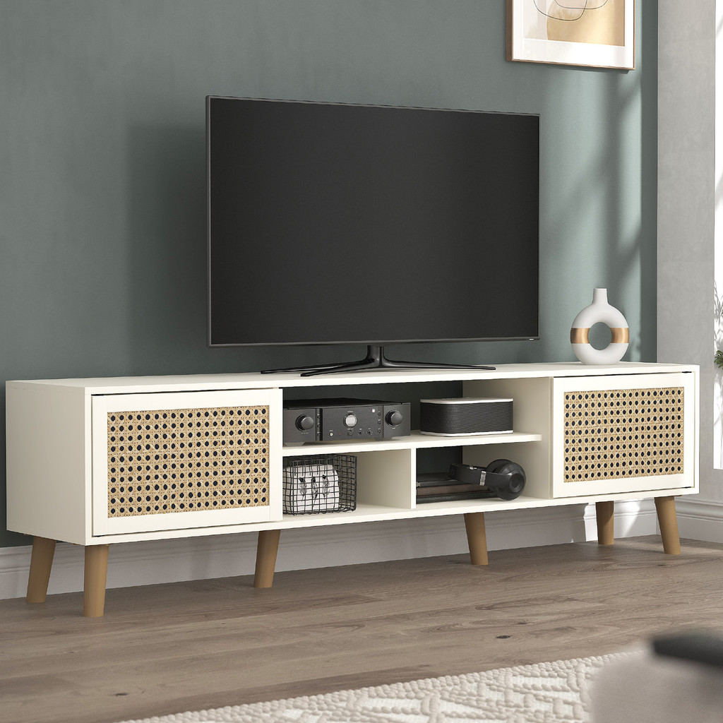Synergy House Wide TV Cabinet Millers Muji With Rattan Effect (6ft ...