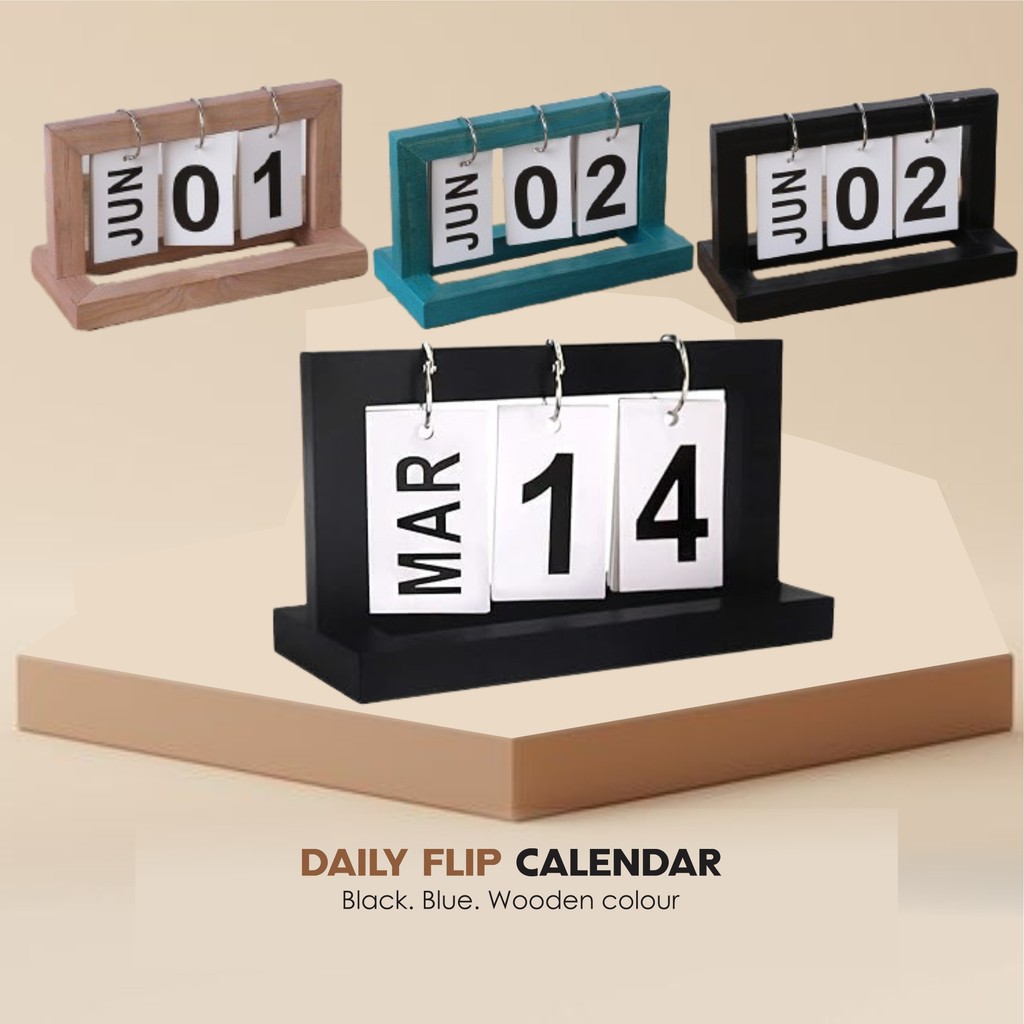 BSU Stylish Desk Table Calendar Simple Nordic Kalendar Meja Kayu Boleh ...