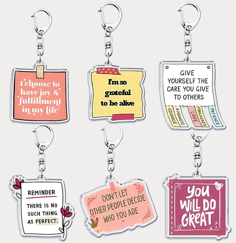 46 Styles Inspirational Quote Keychains Keyring for Accessories Bag ...