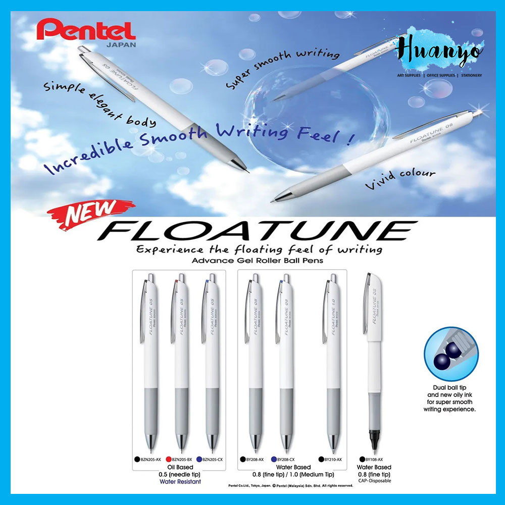 Pentel Floatune Retractable Advance Gel Roller Pen (Oil based-0.5 ...