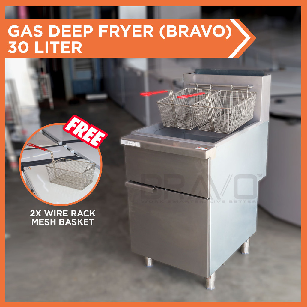 Bravo Commercial Gas Deep Fryer 30 Liter Free Standing Stainless Steel ...