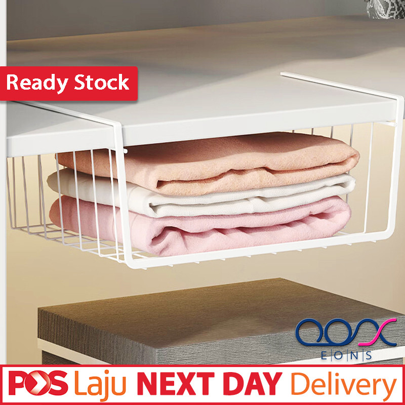 SHELF SMART 💖 Under Table Hanging Drawer Basket Storage Iron Mesh ...