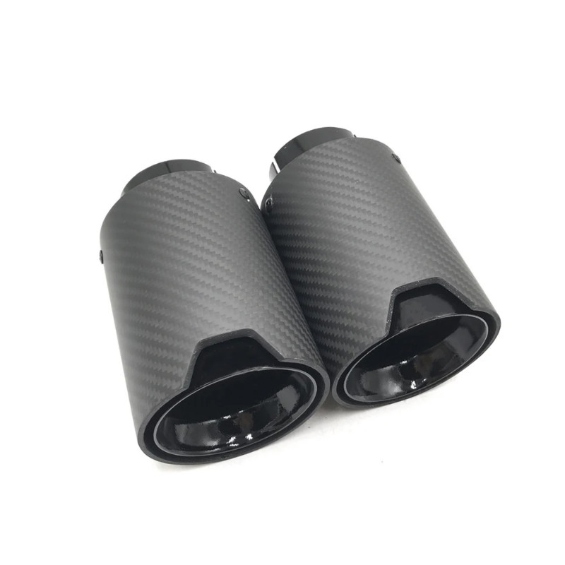 1 PCS Matt Carbon Fiber Tail Exhaust Pipe Black Stainless Steel Muffler ...