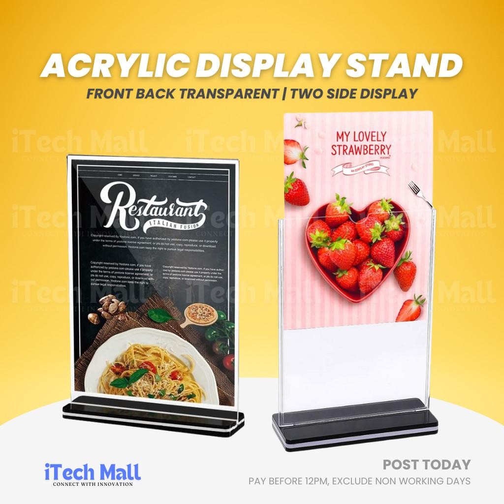Acrylic Stand Menu Board Display Table Menu Holder Paper Stand QR Code ...