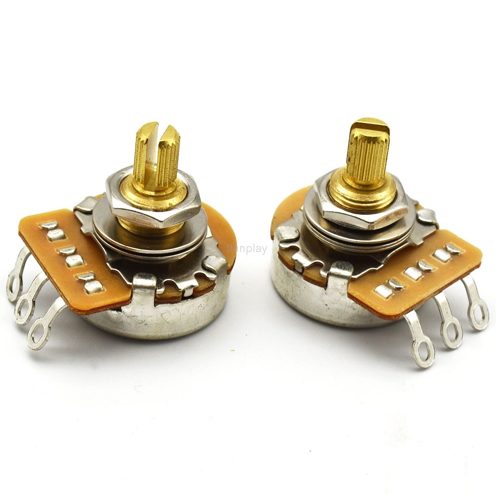 2PCS Short Shaft 24-Tooth Guitar Potentiometers Brass 3/8" Threaded ...