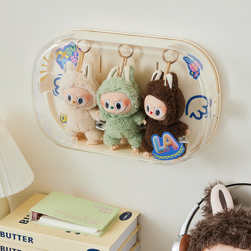 Cartoon Labubu Box Pop Mart Doll Wall Hanging Storage Box Dustproof ...