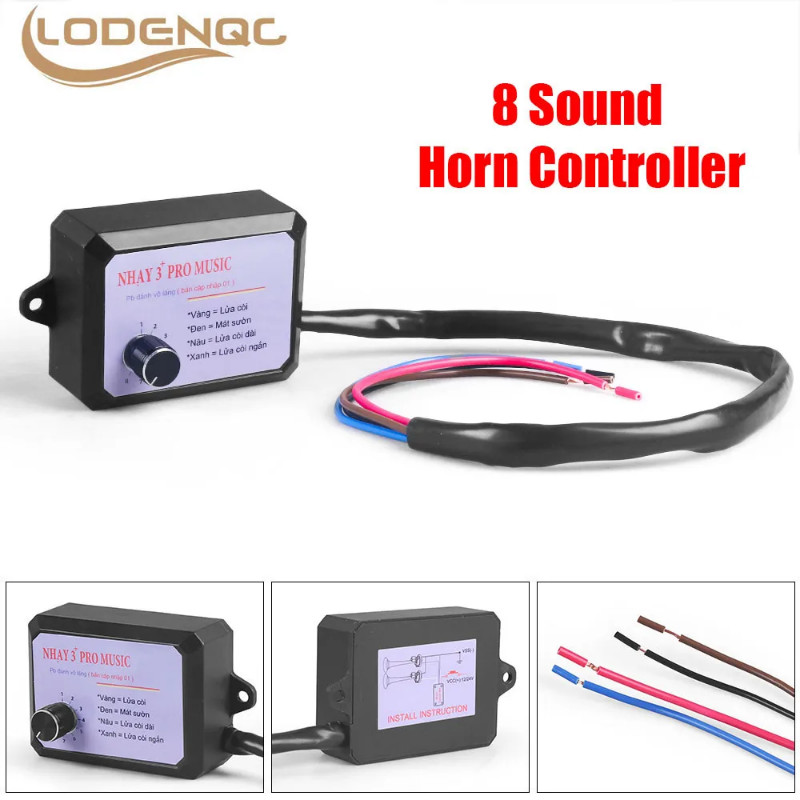 12V-24V 8 Sound Musical Electronic Horn Controller 3+ Pro Horn Speaker ...