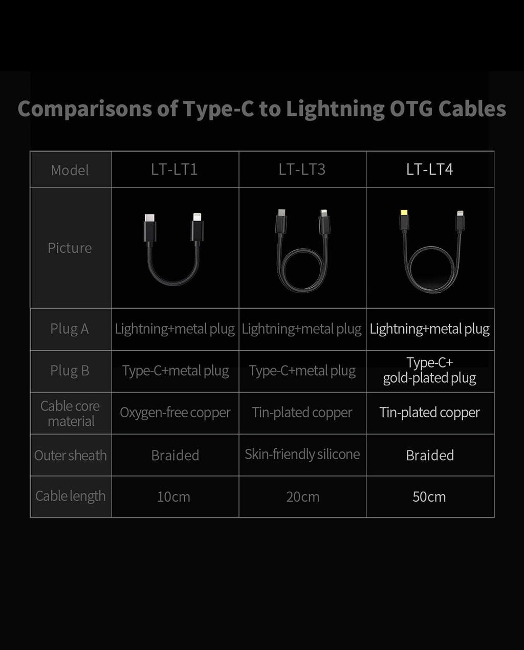 FiiO LT-LT4, OTG Cable: Type C to Type C or Type C to LT USB OTG ...