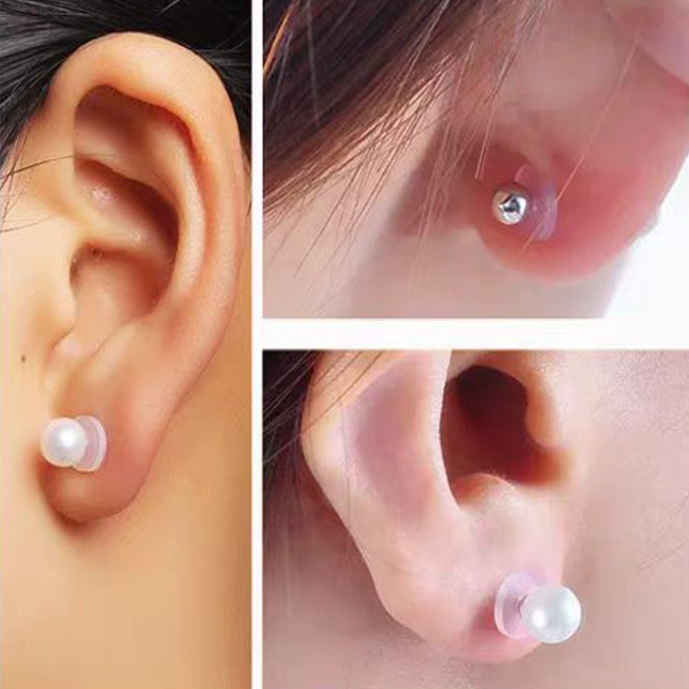 Circular Transparent Silicone Ear Stud Pad - Comfortable Anti Allergic ...