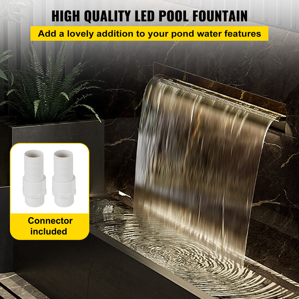 30-150CM LED Pool Fountain Waterfall Acrylic Fountain Pond Garden ...