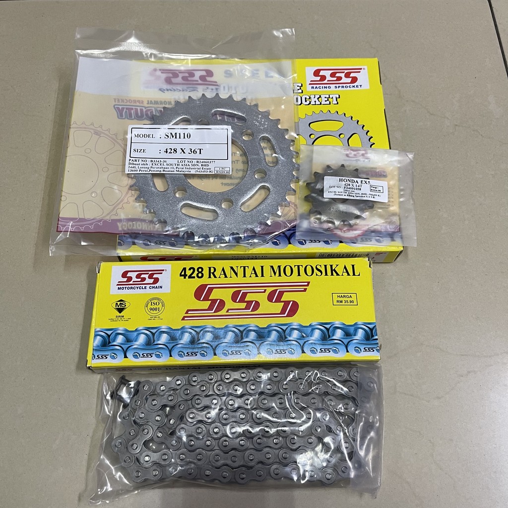 SM SPORT 110 SPROCKET SET SSS RANTAI DAN SPROCKET SET SM SPORT E110 R110 SME SMR 428X110L/14T ...