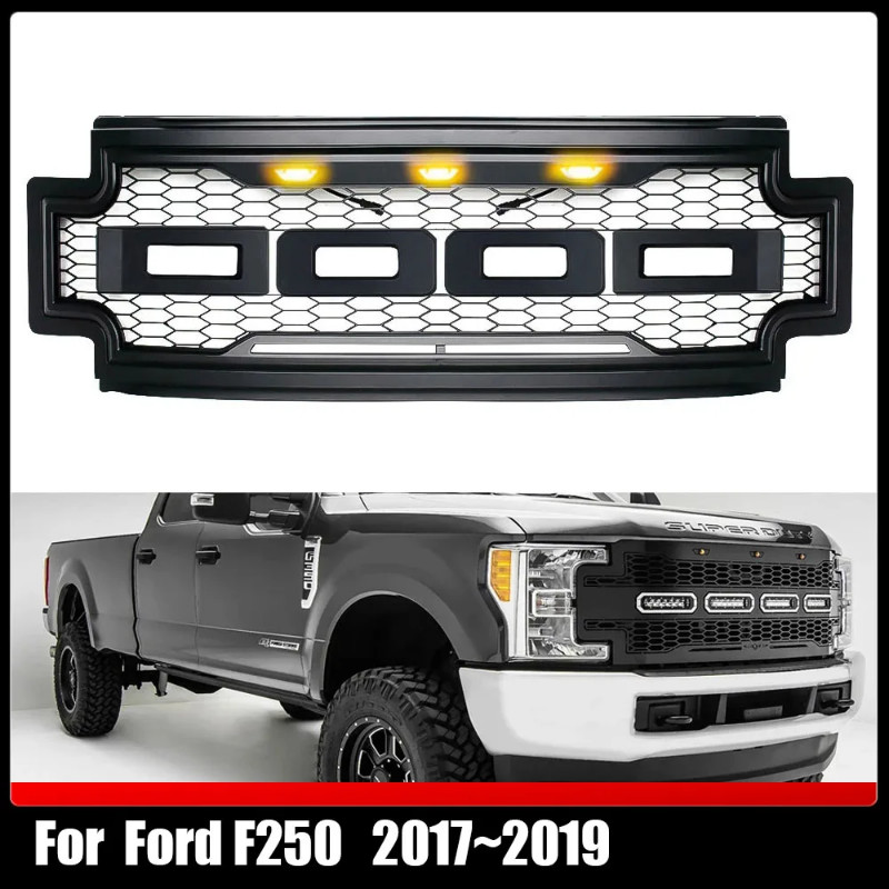 For Ford F250 2017~2019 Car Styling Modified ABS Honeycomb Grille Front ...