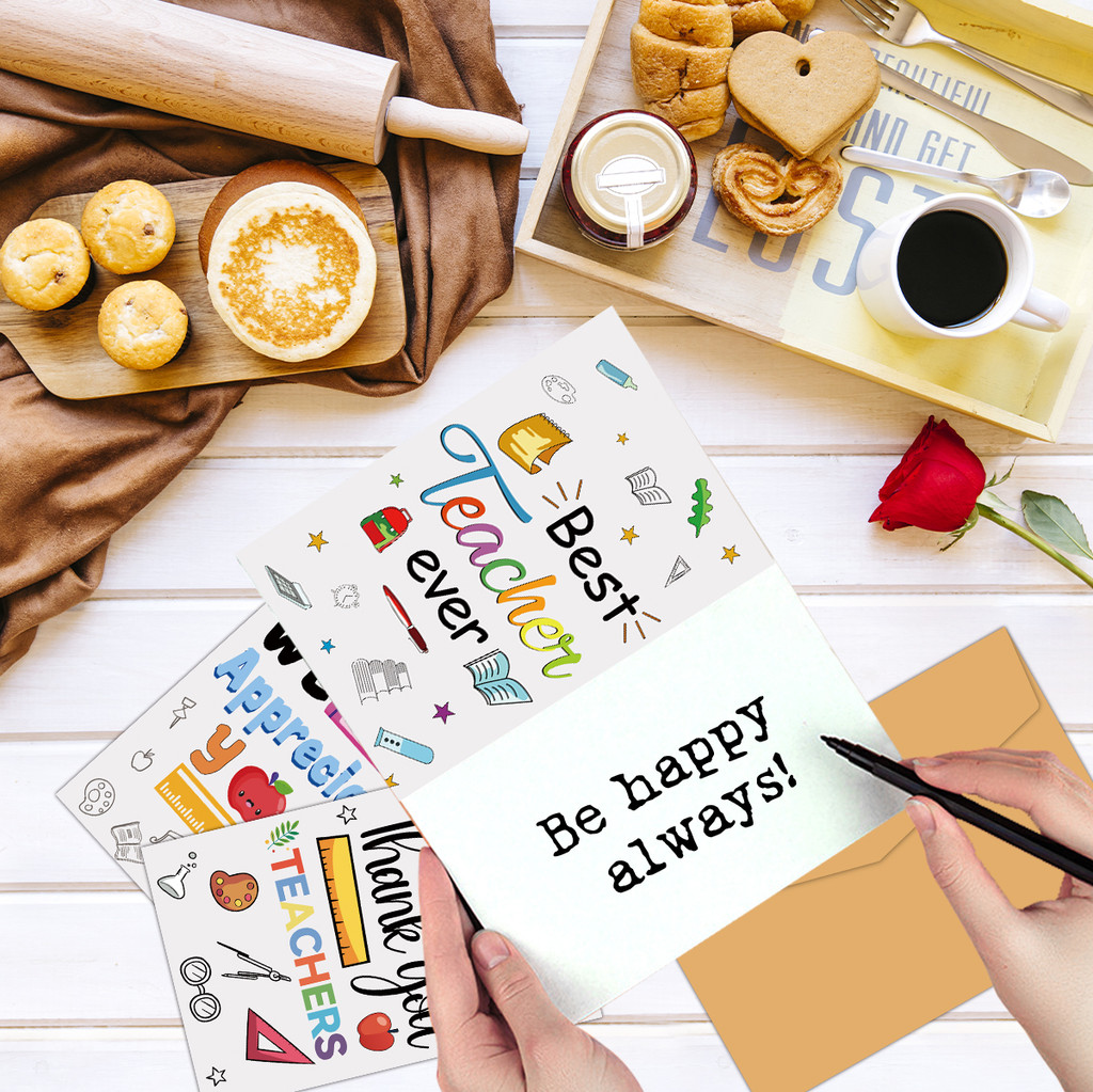 12pack Teacher Appreciation Thank You Cards with Envelopes, Colorful ...