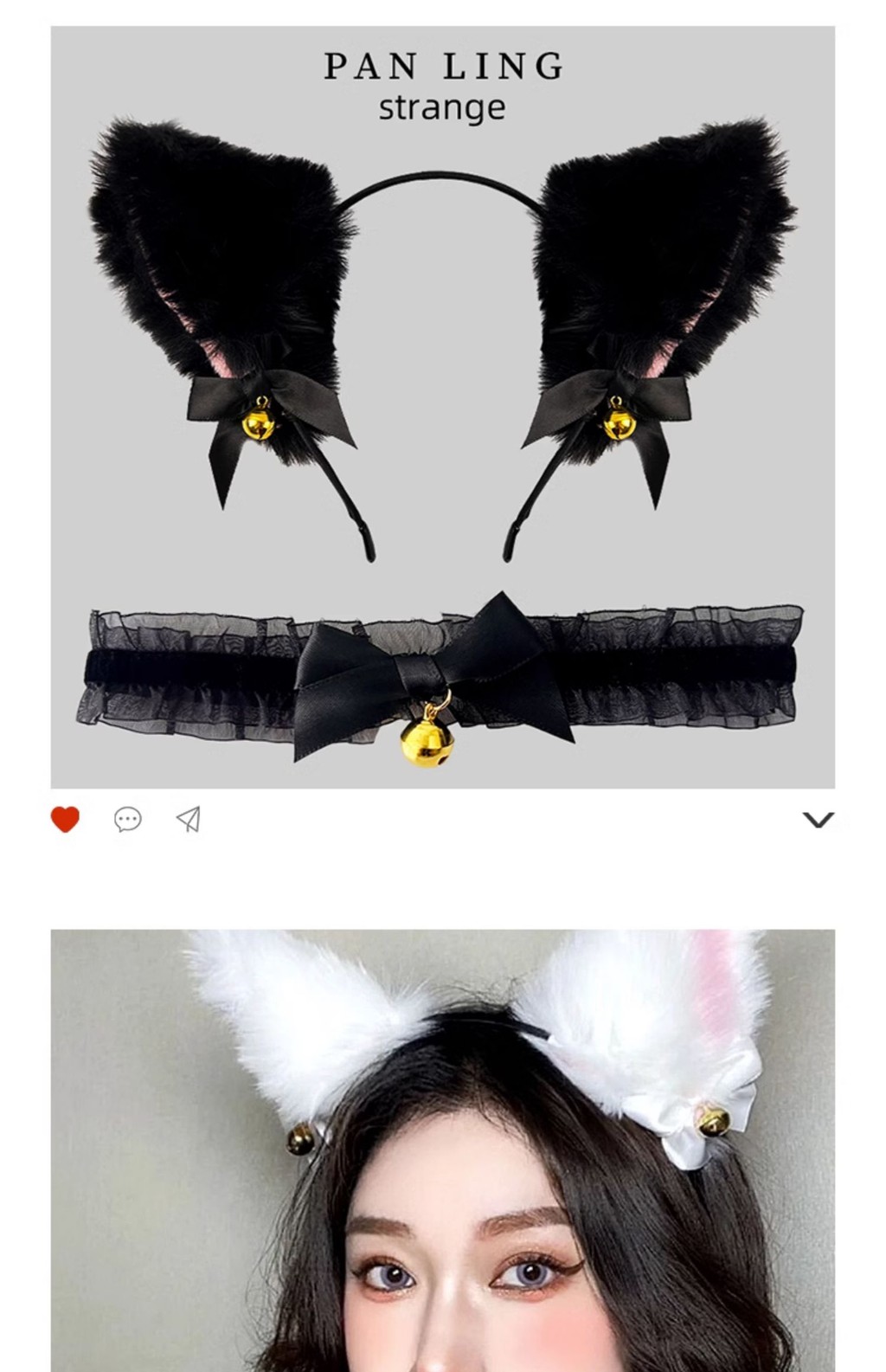 Bando Fesyen🎀 猫耳朵铃铛发箍 Cat Ears Headband With Bell 可爱毛绒猫咪头箍万圣节道具性头饰发 ...