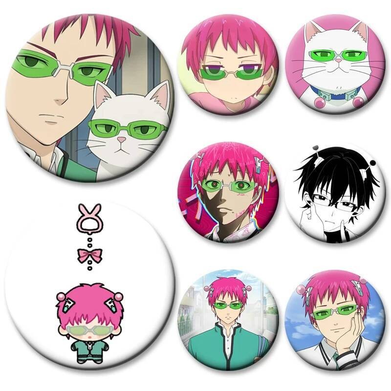 Saiki K Brooches for Backpack Jewelry Accessories Gift Round Creative ...