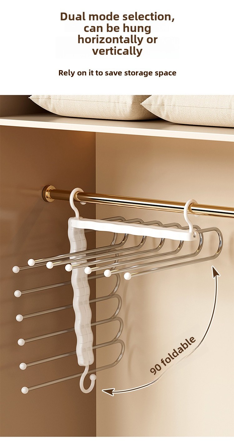 Home seamless pants rack with foldable double hook design for strong ...