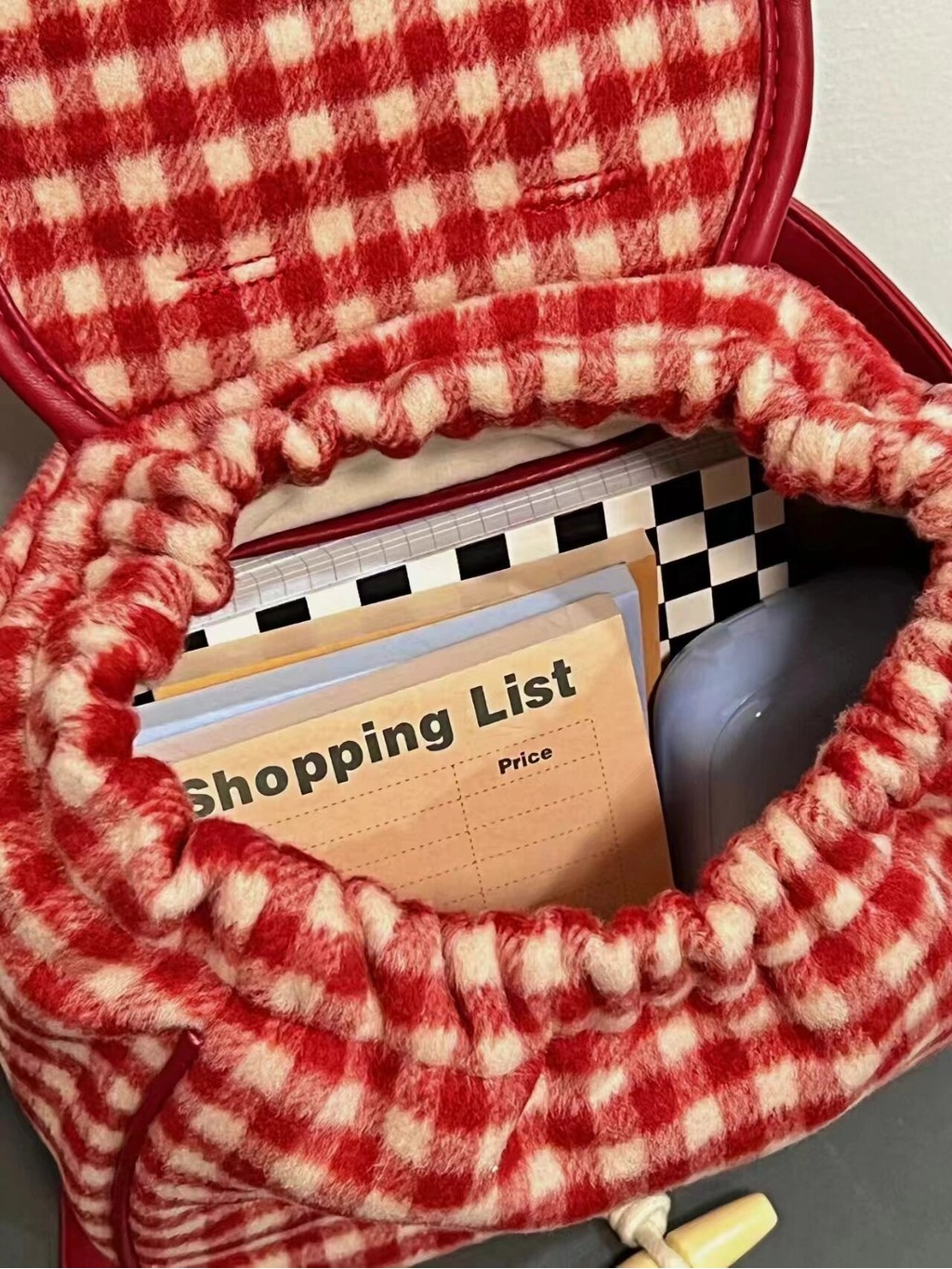 2025 new KT retro red plaid backpack | Shopee Malaysia