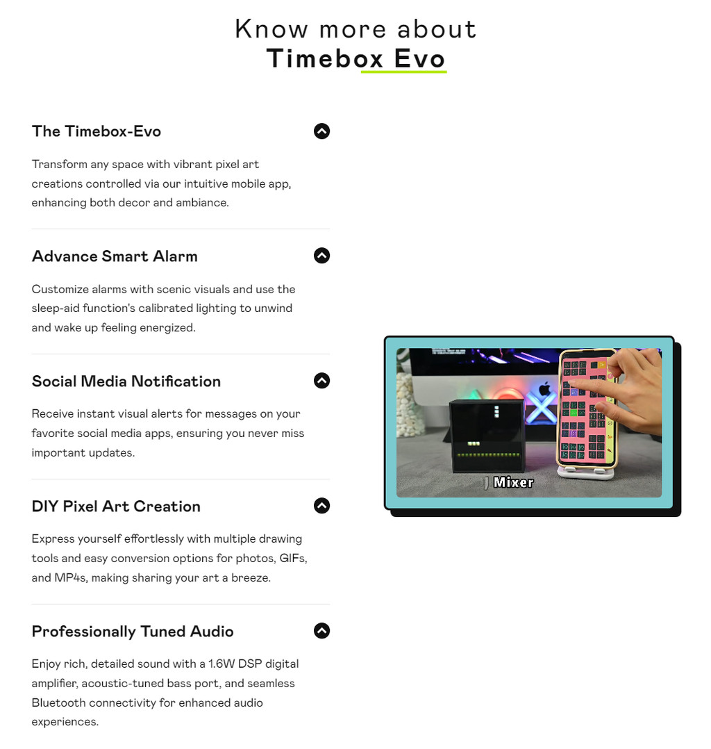 Divoom Timebox-Evo Pixel Art Speaker 16 x 16 DIY LED Display Alarm ...