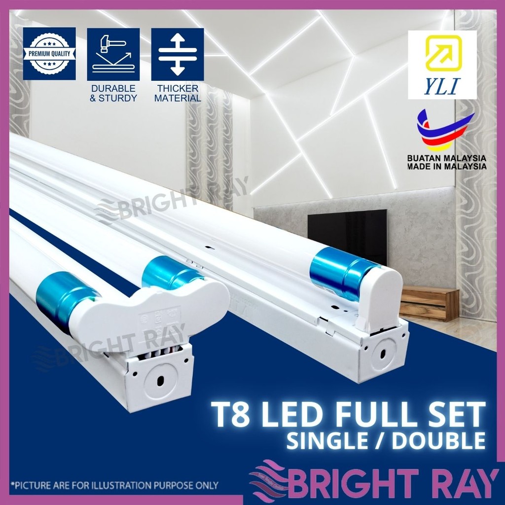 FULL SET 4FT LED T8 Tube Lampu Rumah Ceiling Light Lampu Kalimantang LED Set Lampu Terang Wall ...