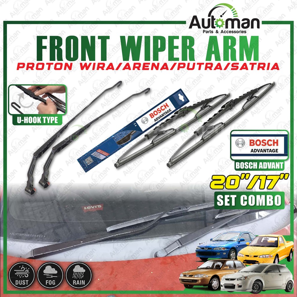 Front Wiper Arm BOSCH Proton Wira Putra Arena Satria Lengan Pengelap Cermin Besar Windscreen ...