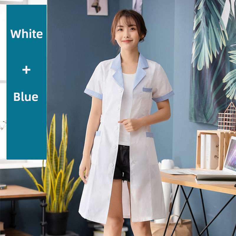 Free Name Scrub Suit Lab Coat Lab Gown for Women Doctor Short Sleeve ...