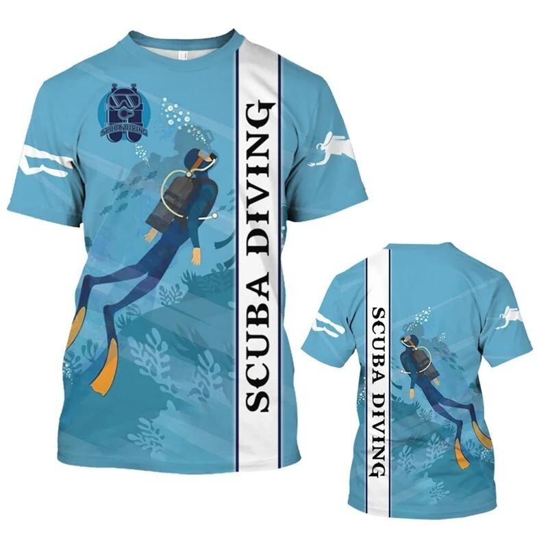 3D Underwater Diving Printing T Shirt Scuba Driving Graphic T-Shirts ...