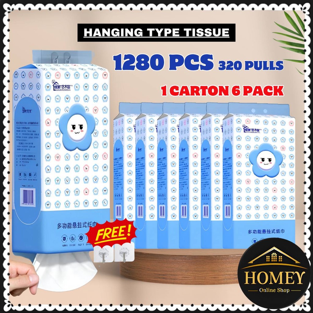 1 Carton 6 Pack Hanging Tissue Tisu Gantung Facial Tissue Silky Soft ...