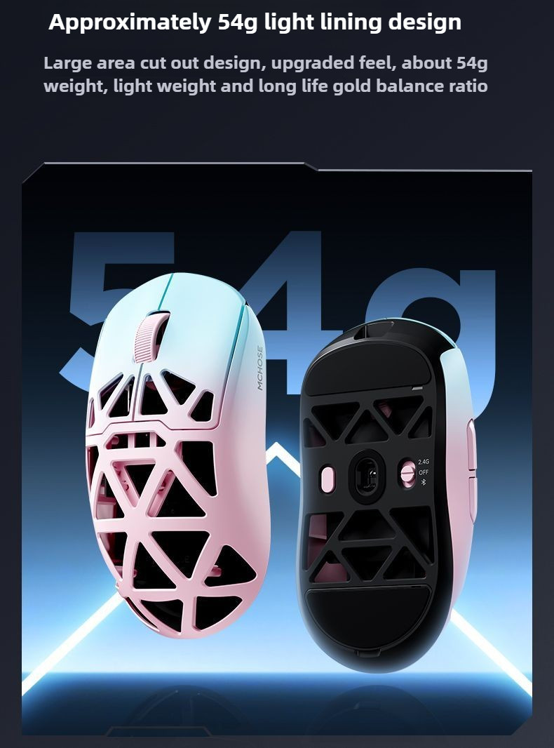 MCHOSE AX5 V2 Magnesium Alloy Wireless Mouse Game Bluetooth Three Mode PAW3950 Lightweight Pro ...
