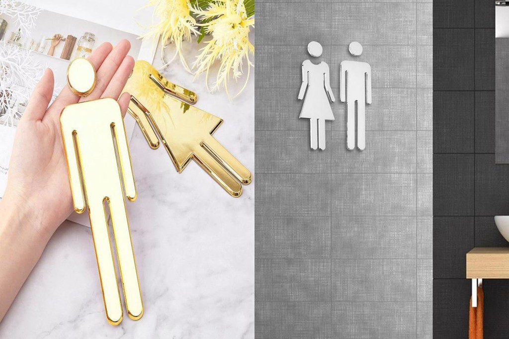 Acrylic Toilet Sign Set Acrylic Restroom Sign Modern Acrylic Bathroom ...