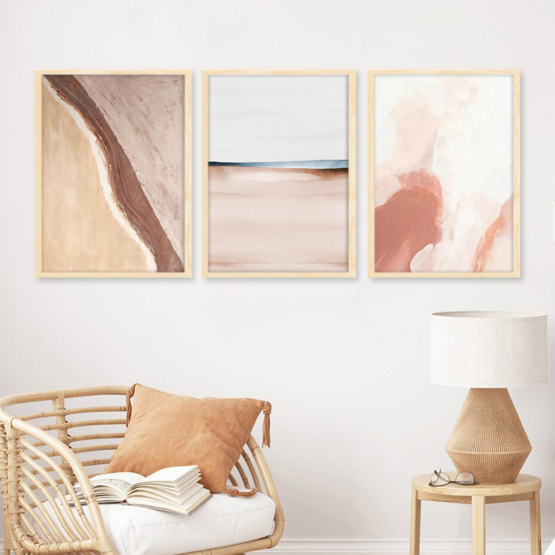 A4/A3 Frame 3PCS Abstract Art Poster Elliptical Line Shape Colorful ...