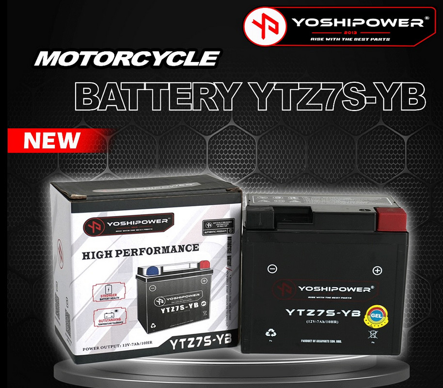 YOSHIPOWER Maintenance Free Battery Bateri YTZ7V / YTZ7S GEL (12V-6Ah ...