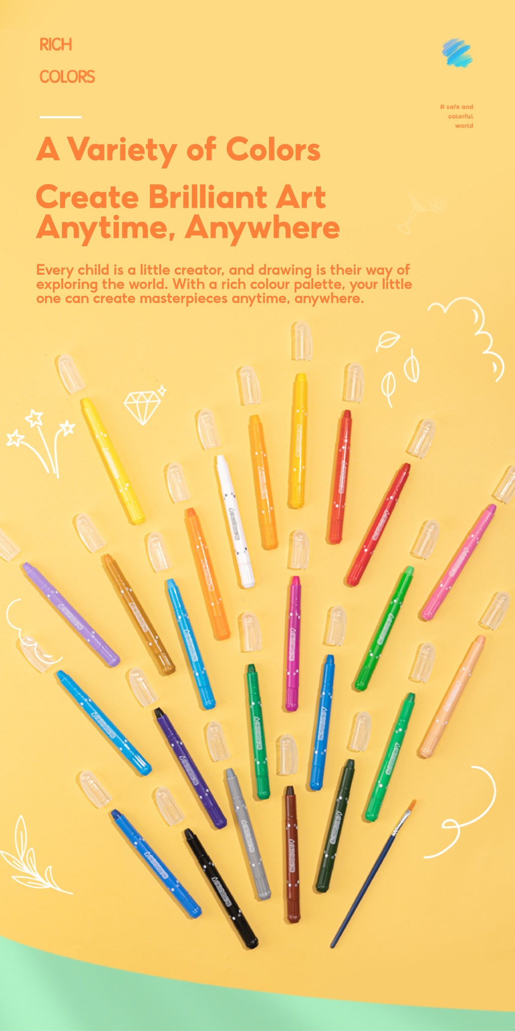 Deli Twist Crayon Pen Non Dirty Non Toxic Washable Painting Colouring ...