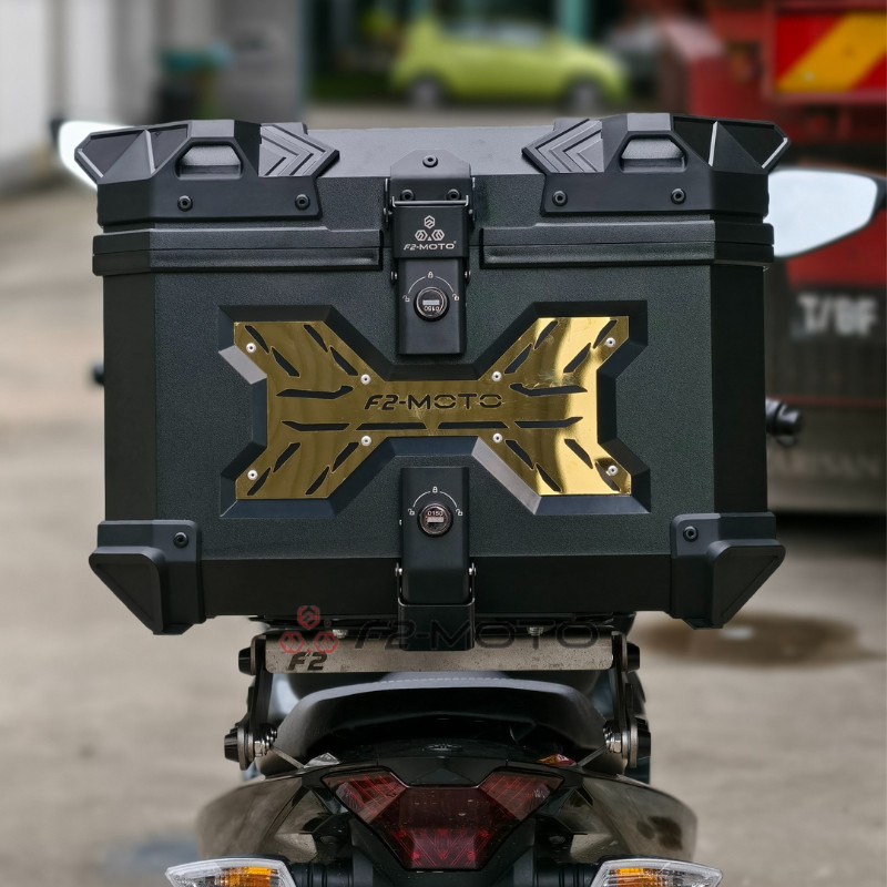 F2-MOTO Top Box 45L Triple Black ,hitam putih ,ABS,universal box ...