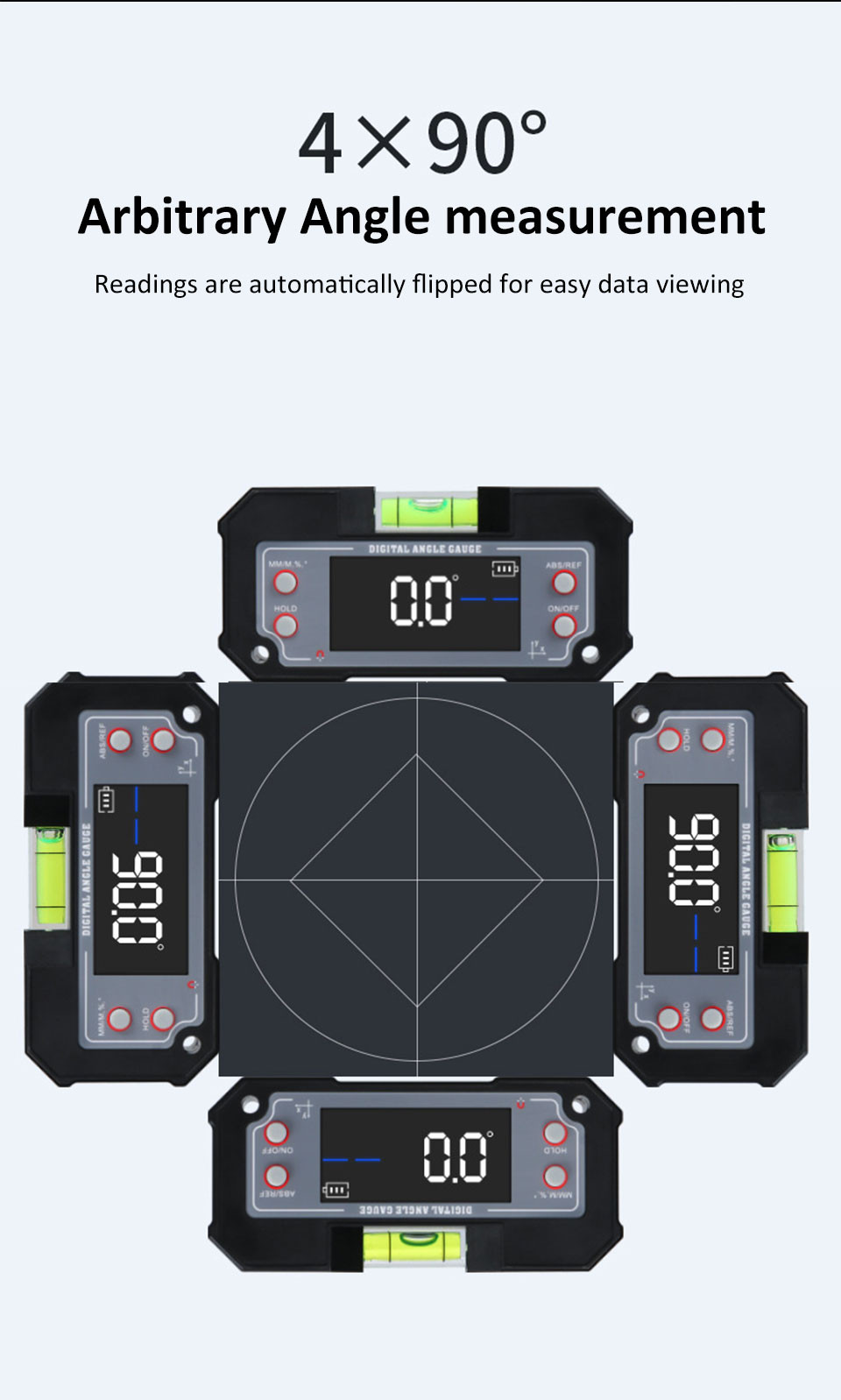 Magnetic Level Gauge Inclinometer Rechargable Angle Protractor LCD ...