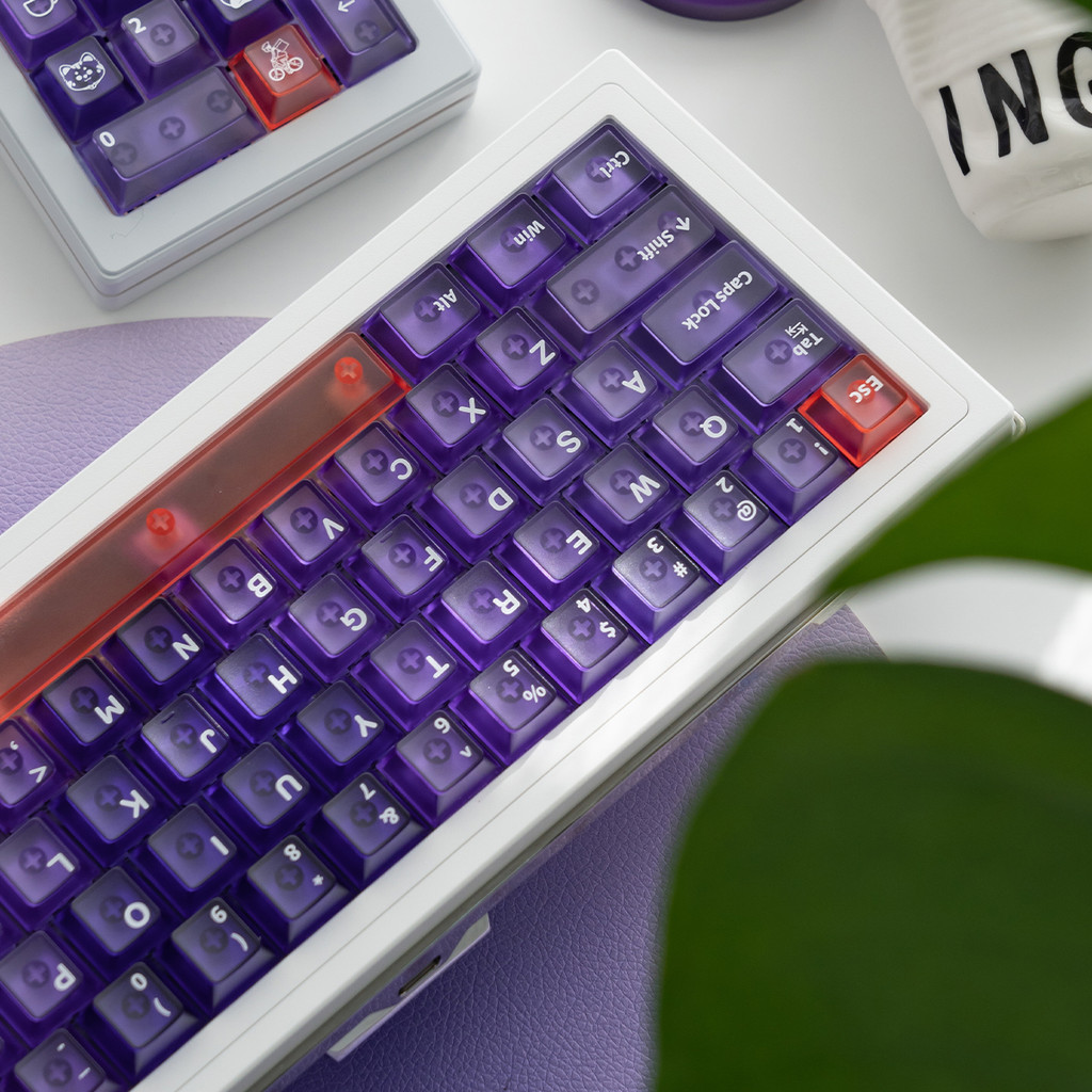 Transparent Foggy Purple Keycaps PC Light Through Cherry Profile keycap ...